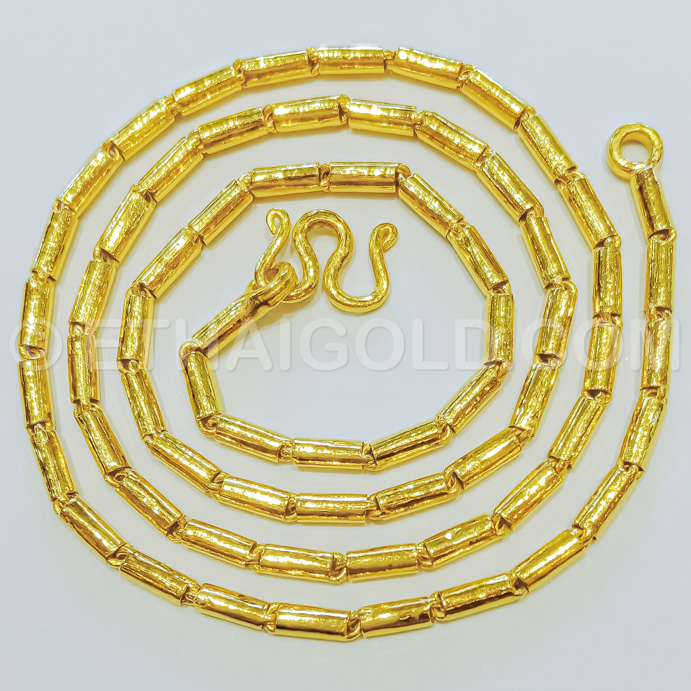 1/2 BAHT POLISHED SOLID ROUND BARREL CHAIN NECKLACE IN 23K GOLD (ID: N ...