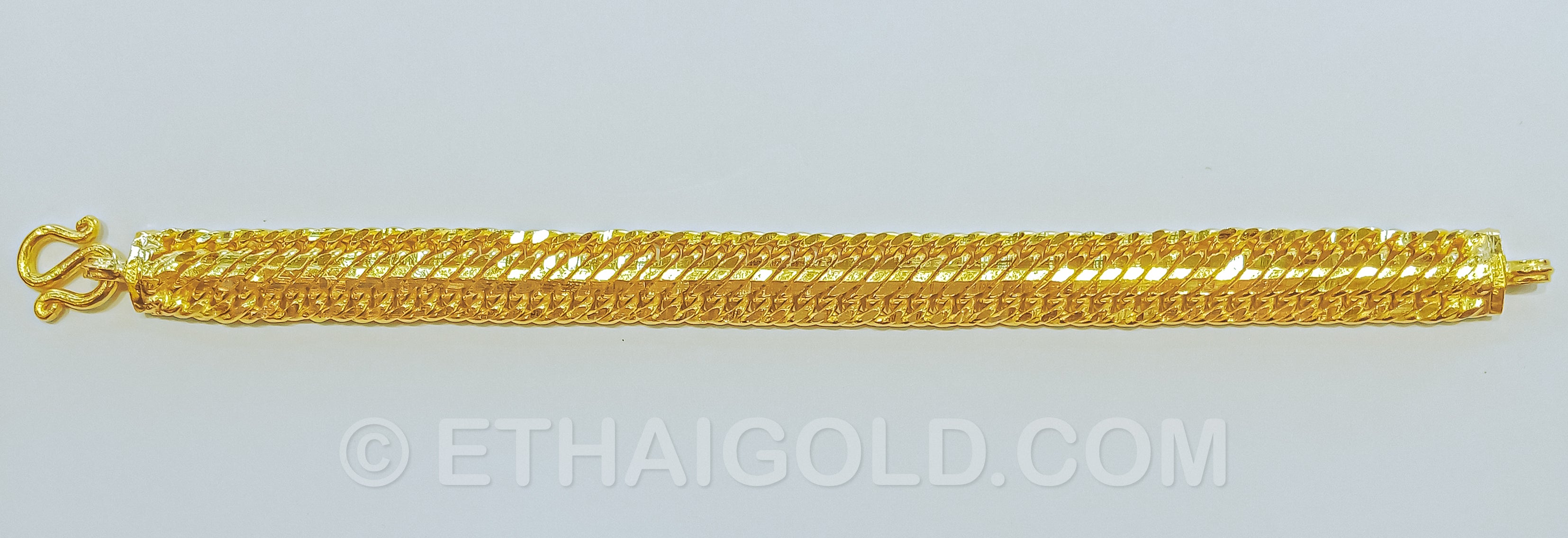 3 BAHT POLISHED DIAMOND-CUT SOLID FLAT BRAIDED LINK CHAIN BRACELET IN ...