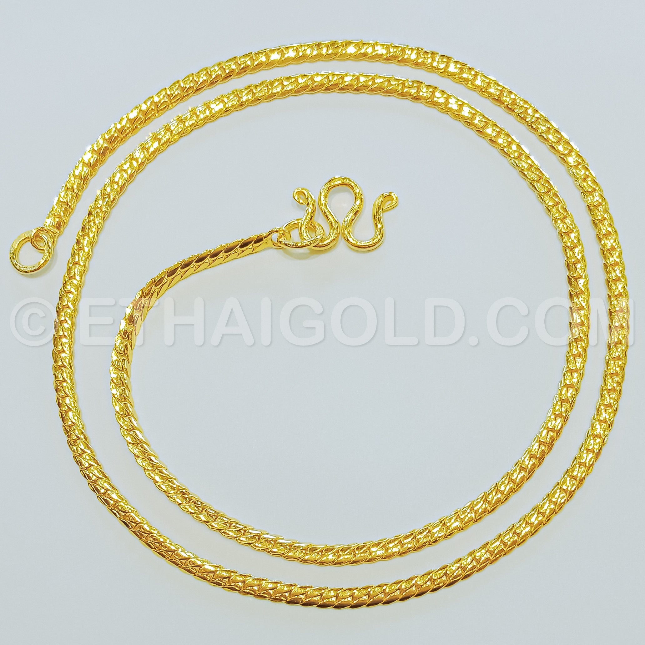 3 BAHT POLISHED SOLID DOMED CURB CHAIN NECKLACE IN 23K GOLD (ID: N0603 ...