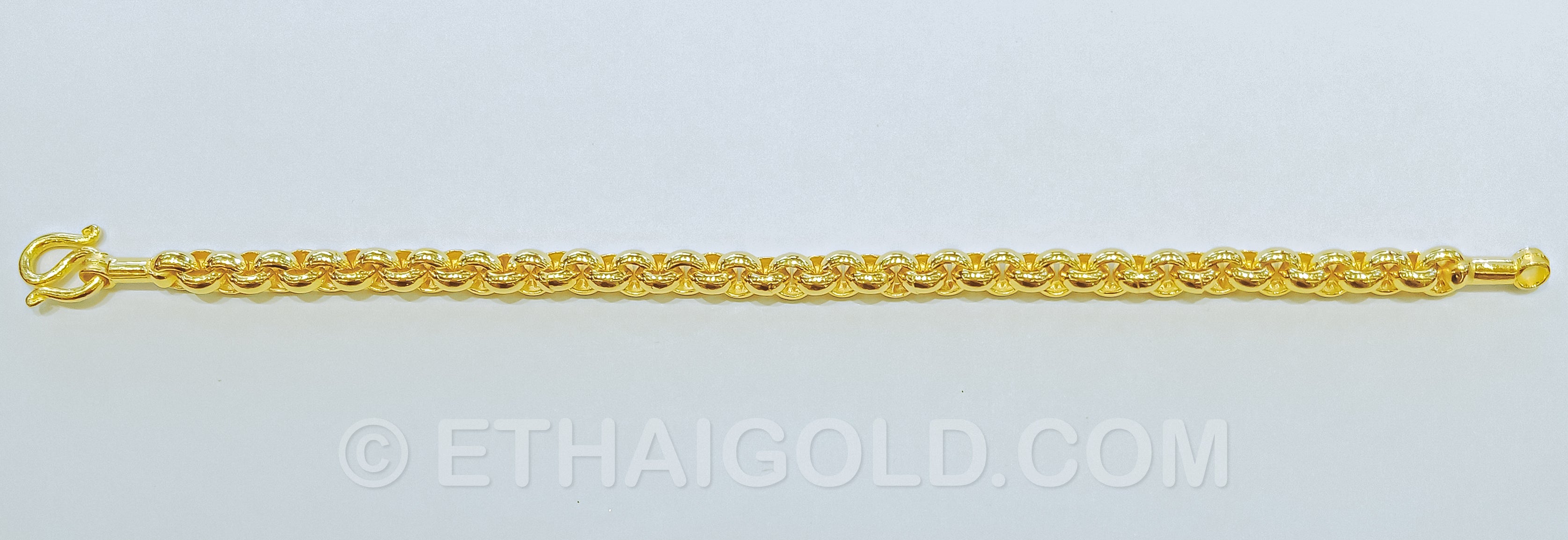 3 BAHT POLISHED SOLID ROLO CHAIN BRACELET IN 23K GOLD (ID: B0803B ...