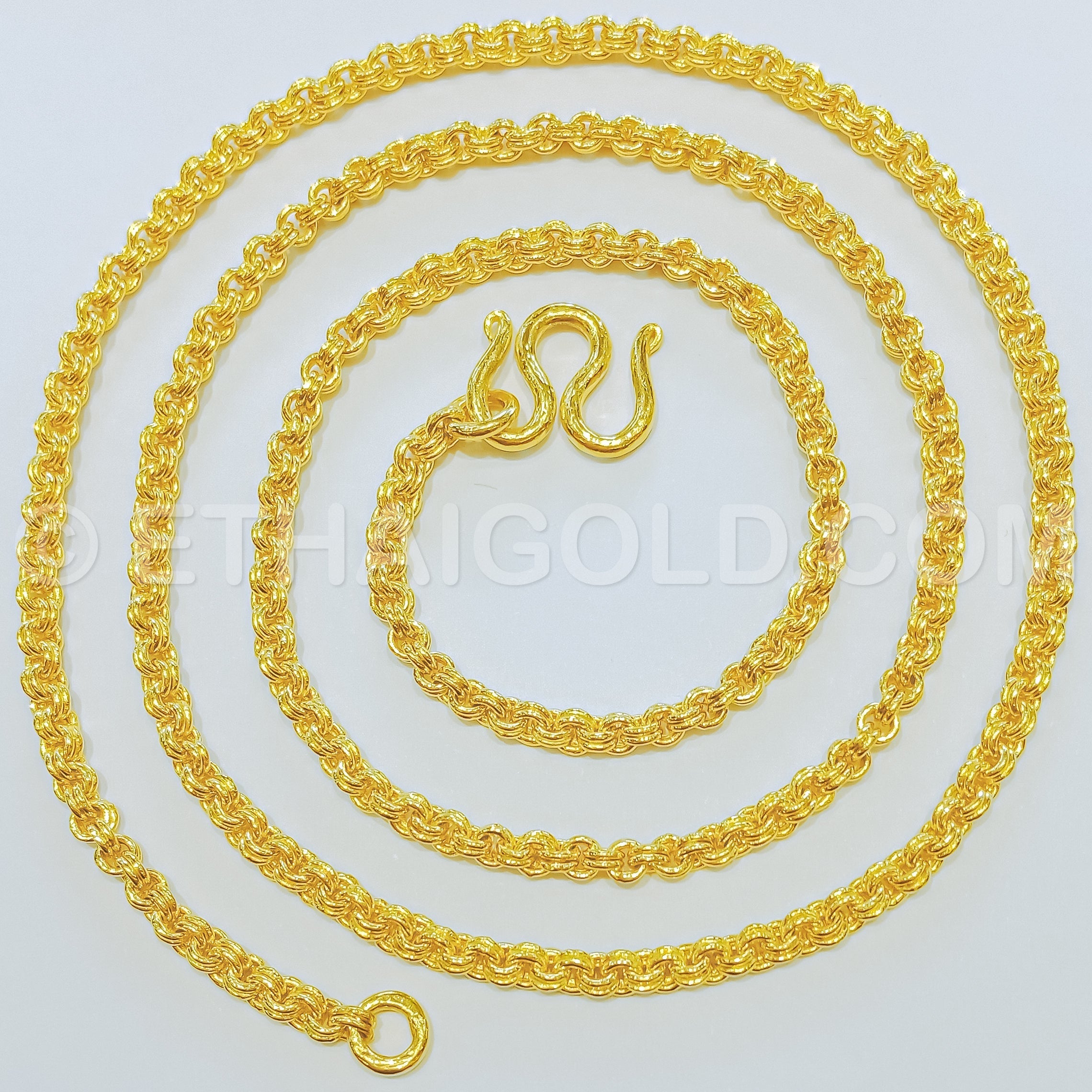2 BAHT POLISHED SOLID DOUBLE LINK CHAIN NECKLACE IN 23K GOLD (ID: N110 ...