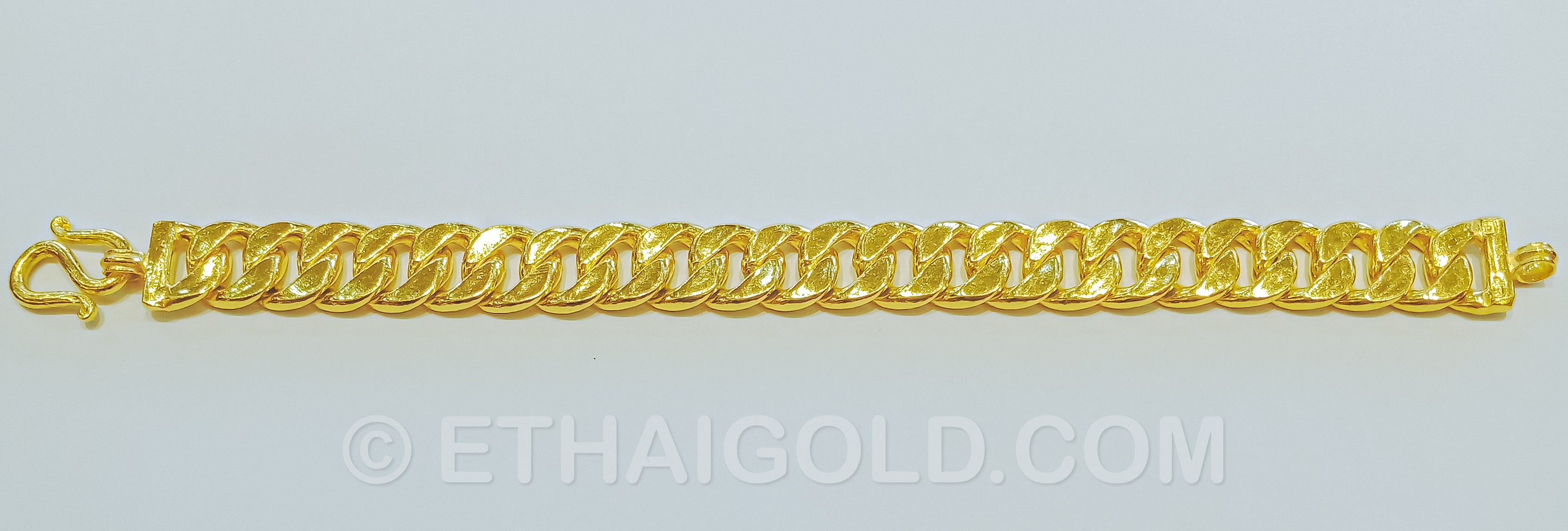 2 BAHT POLISHED SOLID CURB CHAIN BRACELET IN 23K GOLD (ID: B3402B ...
